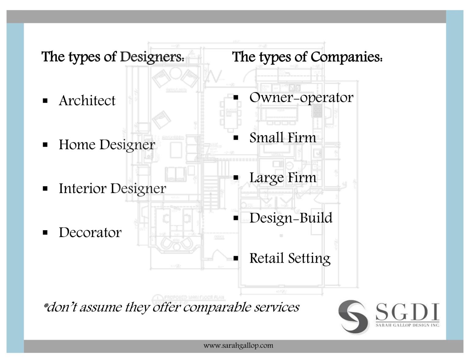 The Different Designers | Sarah Gallop Design Inc.